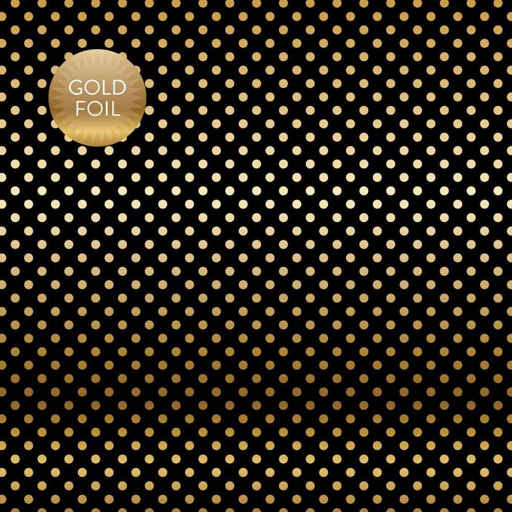PAPEL ESPECIAL 12X12″ – ECHO PARK – BLACK – GOLD FOIL DOTS – Crea con Amor